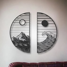 Oceán & Hory - kovový obraz na zeď Velikost: 50cm, Barva: Black
