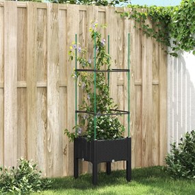 Zahradní truhlík s treláží černý 40 x 40 x 142,5 cm PP
