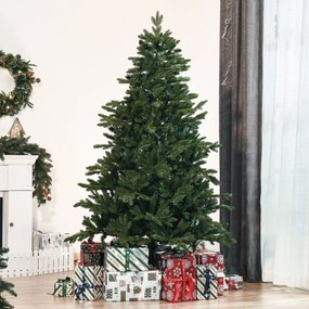 HOMCOM Umělý vánoční stromek 180 cm jedle umělá s 748 špičkami, 3 různými tvary listů, zpomalující hoření, vánoční strom s kovovým stojanem do interi…