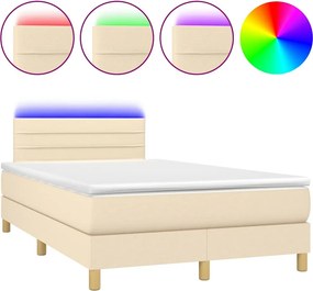 Box spring postel s matrací a LED krémová 120 x 200 cm textil 3133786