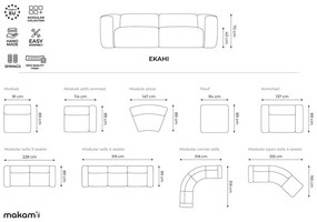 Béžová sametová pohovka 228 cm Ekahi – Makamii