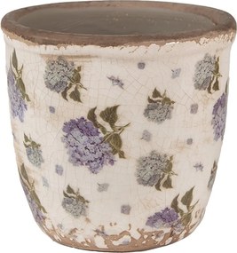 Béžový keramický obal na květináč s květy hortenzie Lilla XS - Ø 11*10 cm