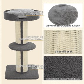 Škrabadlo PawHut pro kočky, stabilní škrabadlo s plošinou, sisal, nosnost 30 kg, šedé, pro aktivní hru a odpočinek | Aosom.de