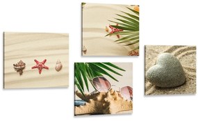 Set obrazů zátiší písečné pláže - 4x 60x60 cm