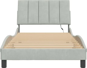 Rám postele s LED osvětlením bez matrace Hanko světle šedý 100 x 200 cm samet 3213763