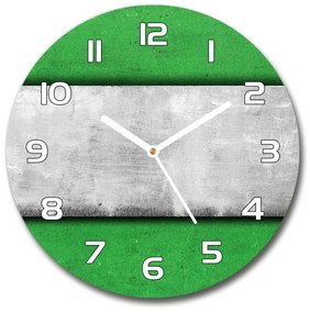 Wallmuralia Skleněné hodiny kulaté Zelená zeď fi 30 cm