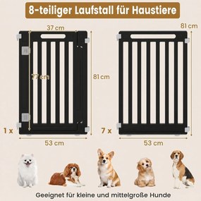 Costway Skládací ohradník pro psy z HDPE s 8 panely a uzamykatelnými dvířky