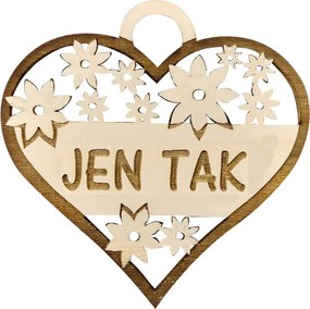 AMADEA Dřevěné srdce s textem "jen tak", 7 cm, český výrobek