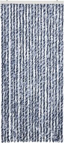 Závěs proti hmyzu modrý, bílý a stříbrný 90 x 220 cm Chenille 284274
