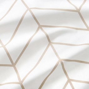 Goldea bavlněné napínací prostěradlo - béžový cikcak na bílém 140 x 200 cm