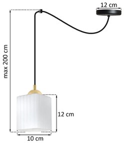 Závěsné svítidlo Riffle Square Spider, 1x bílé skleněné stínítko, b/g