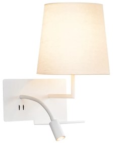 SLV 1003460 Somnila Flex, nástěnné svítidlo k posteli, 1x E27 + LED 3W 3000K, bílá, verze vpravo, USB přípojka