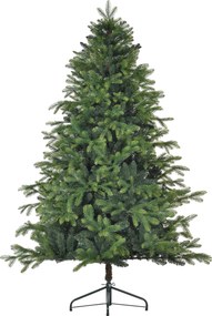 HOMCOM Umělý vánoční stromek, realistický vzhled, zpomalující hoření, pevný kovový podstavec, 183 cm, zelený