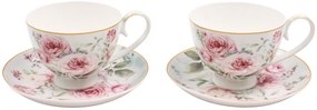 HOME ELEMENTS Porcelánový šálek s podšálkem 2 x 250 ml, Rose