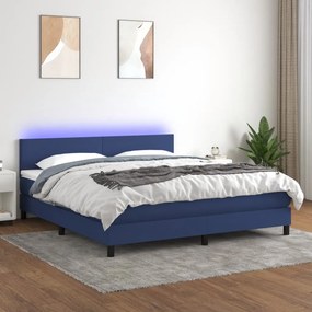 Box spring postel s matrací a LED modrá 180x200 cm textil 3133019