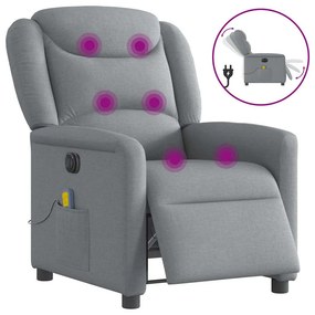 Elektrické masážní polohovací křeslo světle šedé textil 3303184