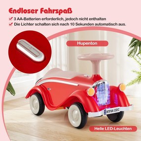 Costway Klasické vozidlo pro jízdu nohama na zem s klaksonem na volantu s LED