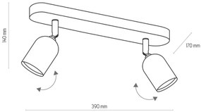 TK LIGHTING Bodový lustr - TOP 3303, 230V/10W/2xGU10, zlatá/černá