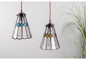 Závěsná Tiffany lampa modré detaily Blue Rock – 15x115 cm