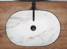 Rea Cleo, umyvadlo na desku 61x41 cm, černá-imitace kamene Aiax matná, REA-U6625