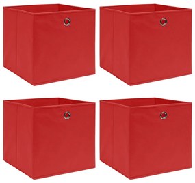 Úložné boxy 4 ks červené 32 x 32 x 32 cm textil 288361