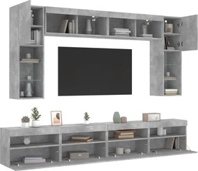 8dílná obývací stěna s LED osvětlením betonově šedá 3216767