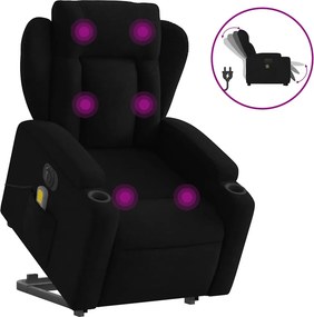 Elektrické zvedací masážní polohovací křeslo černé textil 3204520