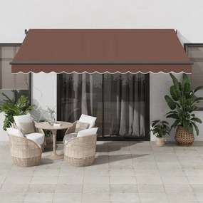 Ručně zatahovací markýza s LED světly hnědá 400 x 350 cm 3215404