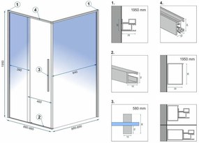 Čtvercový sprchový kout REA SOLAR 90x90 cm, černý matný/transparent - bez vaničky