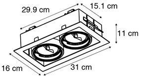 Sada 6 zapuštěných bodových světel černých AR111 nastavitelných 2-světla - Oneon