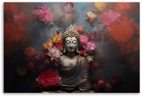 Obraz na plátně, meditace s květy buddhy - 120x80 cm
