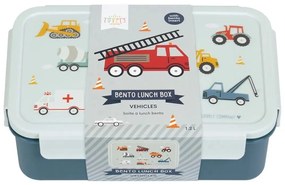 A Little Lovely Company Svačinový box Bento Vehicles 1,2 l, modrá barva, plast