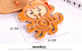 Montessori dřevěné hračky - magnetické bludiště Varianta: Magnetické bludiště - opice