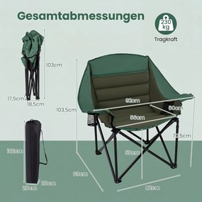 Costway Nadměrná kempingová židle, skládací kempingová židle s – zelený