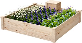 Outsunny Dřevěný Truhlík, venkovní čtvercový vyvýšený zahradní záhon s kompostérem, otevřený design, květinový záhon pro zeleninu a květiny na zahrad…