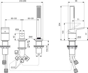 Ideal Standard Extra - Vanová baterie 3-otvorová, kartáčovaná zlatá BD517A2