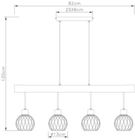 Globo 15534-4H - Lustr na lanku PAULO 4xE27/15W/230V