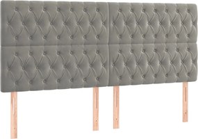 Box spring postel s matrací světle šedá 200x200 cm samet 3138043