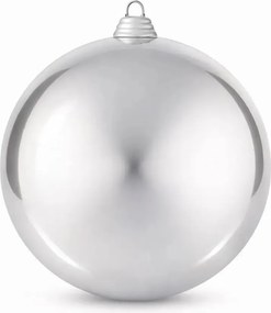 Velká vánoční koule 30 cm, stříbrná, lesklá, UV