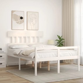 Postel s čelem pro seniory bílý Small Double masivní dřevo 3195387