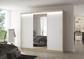 Posuvná skříň se zrcadlem a LED osvětlením DENIS 250