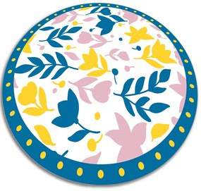 Módní kulatý vinylový koberec Abstraktní květiny