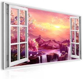 Malvis ® Obraz okno sakury Velikost (šířka x výška): 120x80 cm