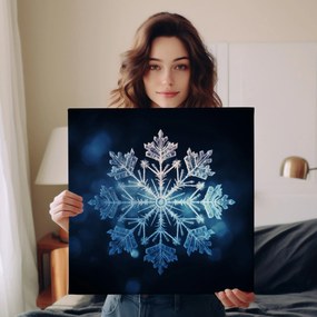 Obraz na plátně - Mandala ledová sněhová vločka FeelHappy.cz Velikost obrazu: 100 x 100 cm