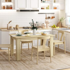 HOMCOM Moderní jídelní stůl obdélníkový pro 4-6 osob, nosnost 100 kg, pro obývací pokoj 140x89,5x75 cm bílý a dubový
