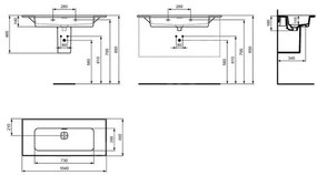 Ideal Standard Strada II Umyvadlo 100 cm, bez otvoru pro baterii T363501