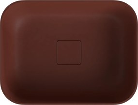 Polysan Banera Square umyvadlo na desku 50 x 36 cm bez otvoru pro baterii bez přepadu litý mramor hnědá mat 14596.71