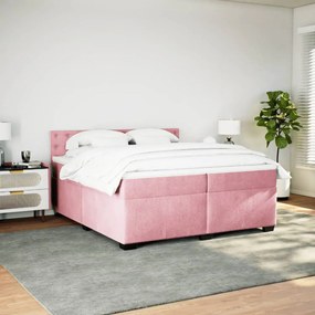 Box spring postel s matrací růžová 200x200 cm samet 3286419