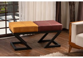 Atelier del Sofa Taburet Brda - Mustard, Claret Red, Hořčicová, Červená