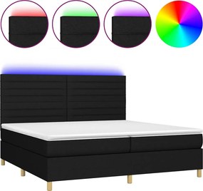 Box spring postel s matrací a LED černá 200x200 cm textil 3135543